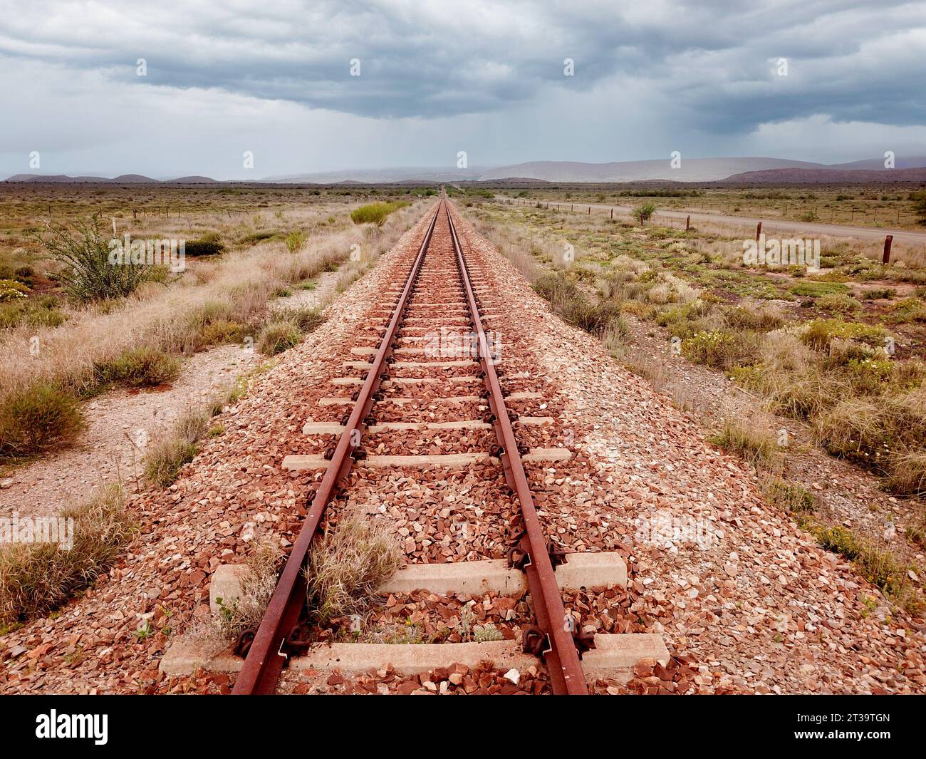 Railway in a desert landscape Stock Photo - Alamy