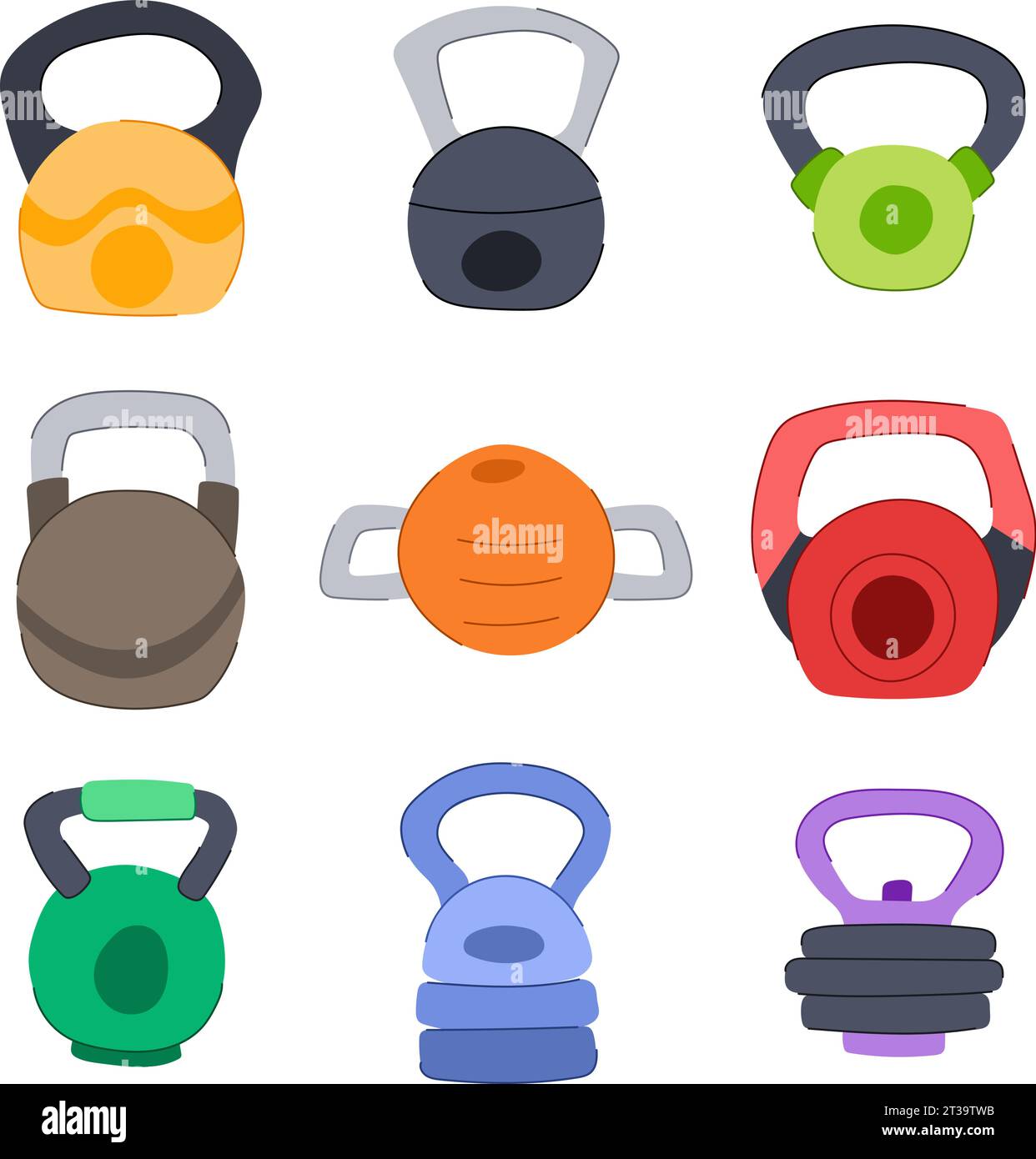 fitness kettlebell set cartoon vector illustration Stock Vector Image & Art - Alamy