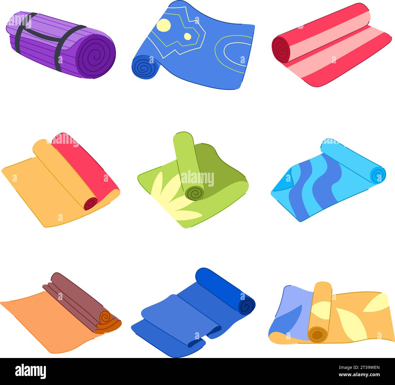 fitness mat set cartoon vector illustration Stock Vector Image & Art ...