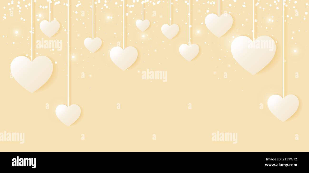 Horizontal vector background with hearts and glitter Stock Vector Image ...