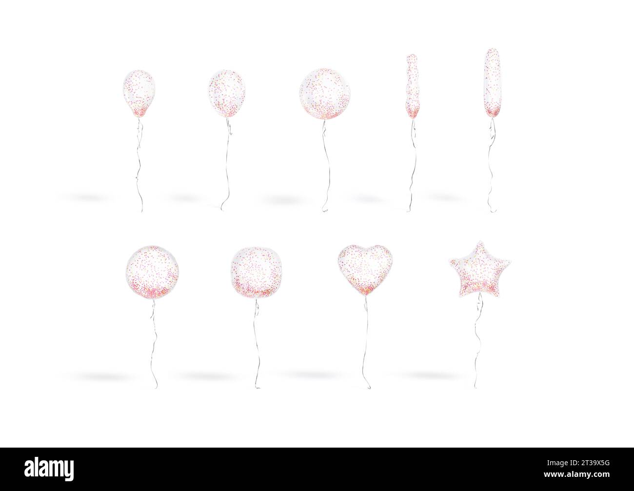 Blank white transparent balloon with confetti mockup, different shapes ...