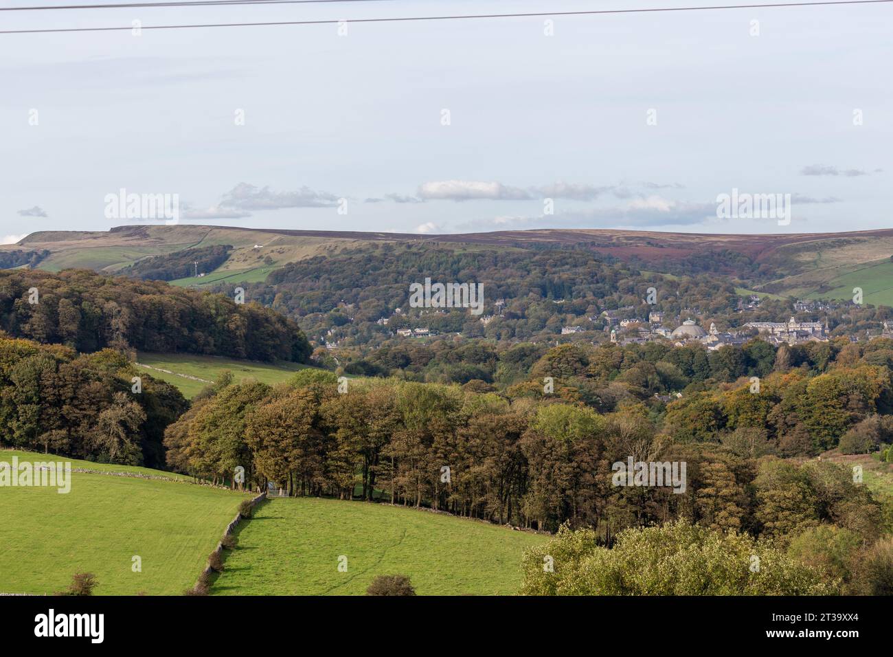 Looking towards the town of Buxton from High Edge on cycle route 68 ...