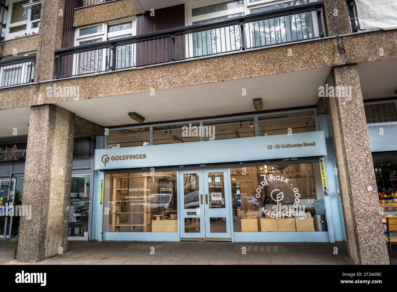 Furniture shop at the ground level of Trellick Tower, a Grade II ...