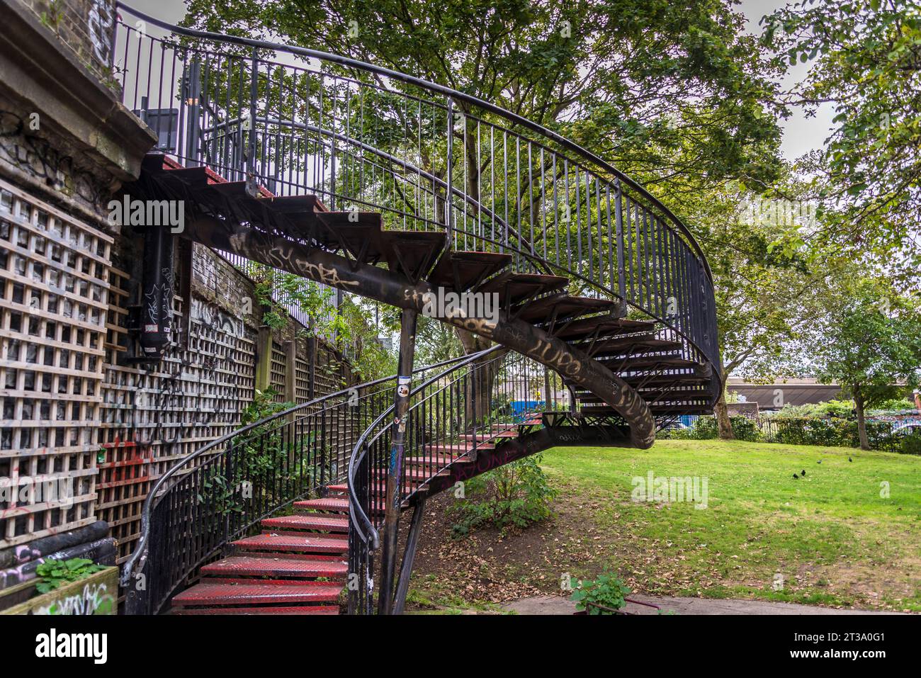 Winding staircase connecting the road and Westbourne Park, London ...