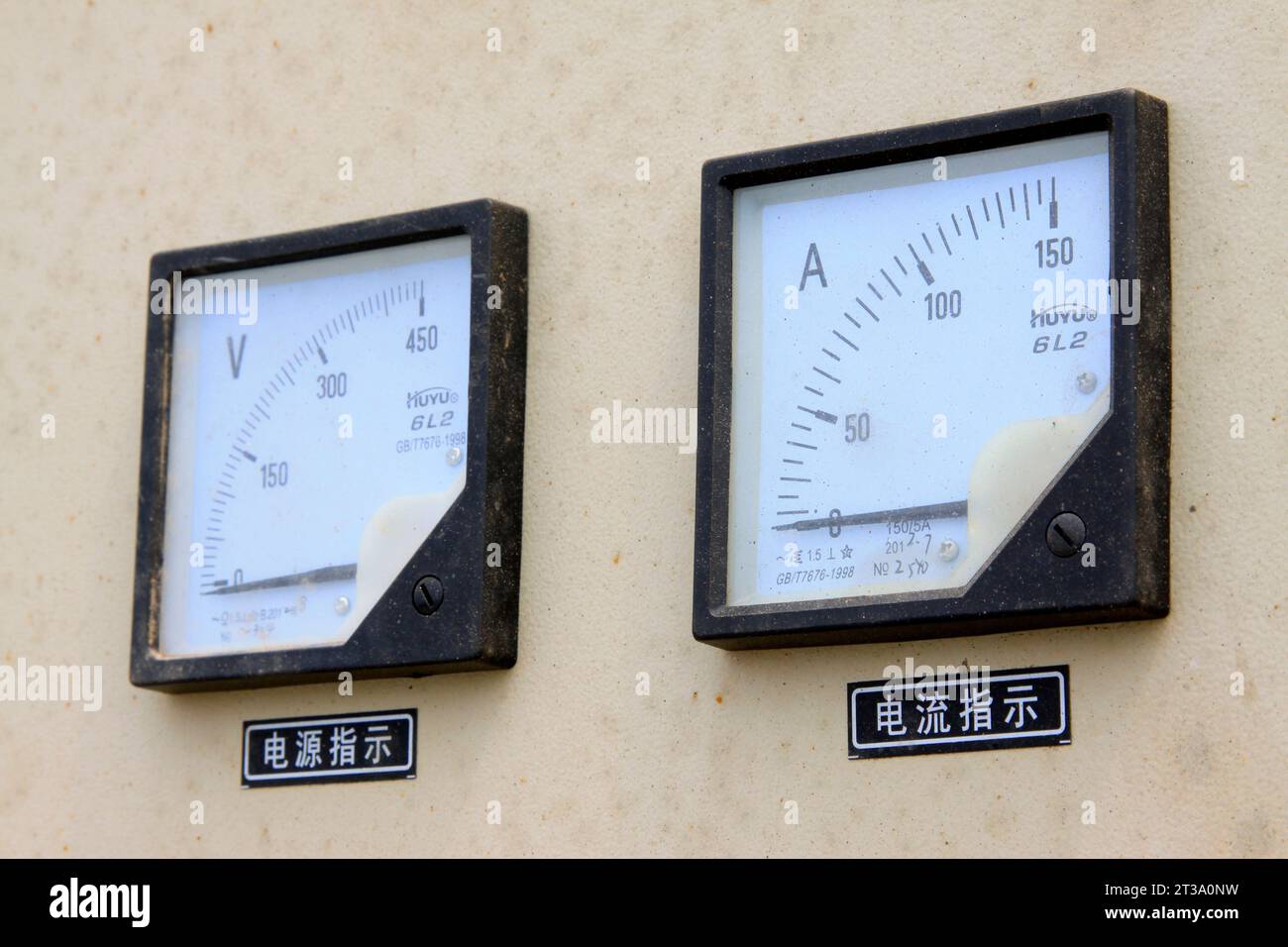 ammeter and voltmeter in a machinery at a construction site Stock Photo ...