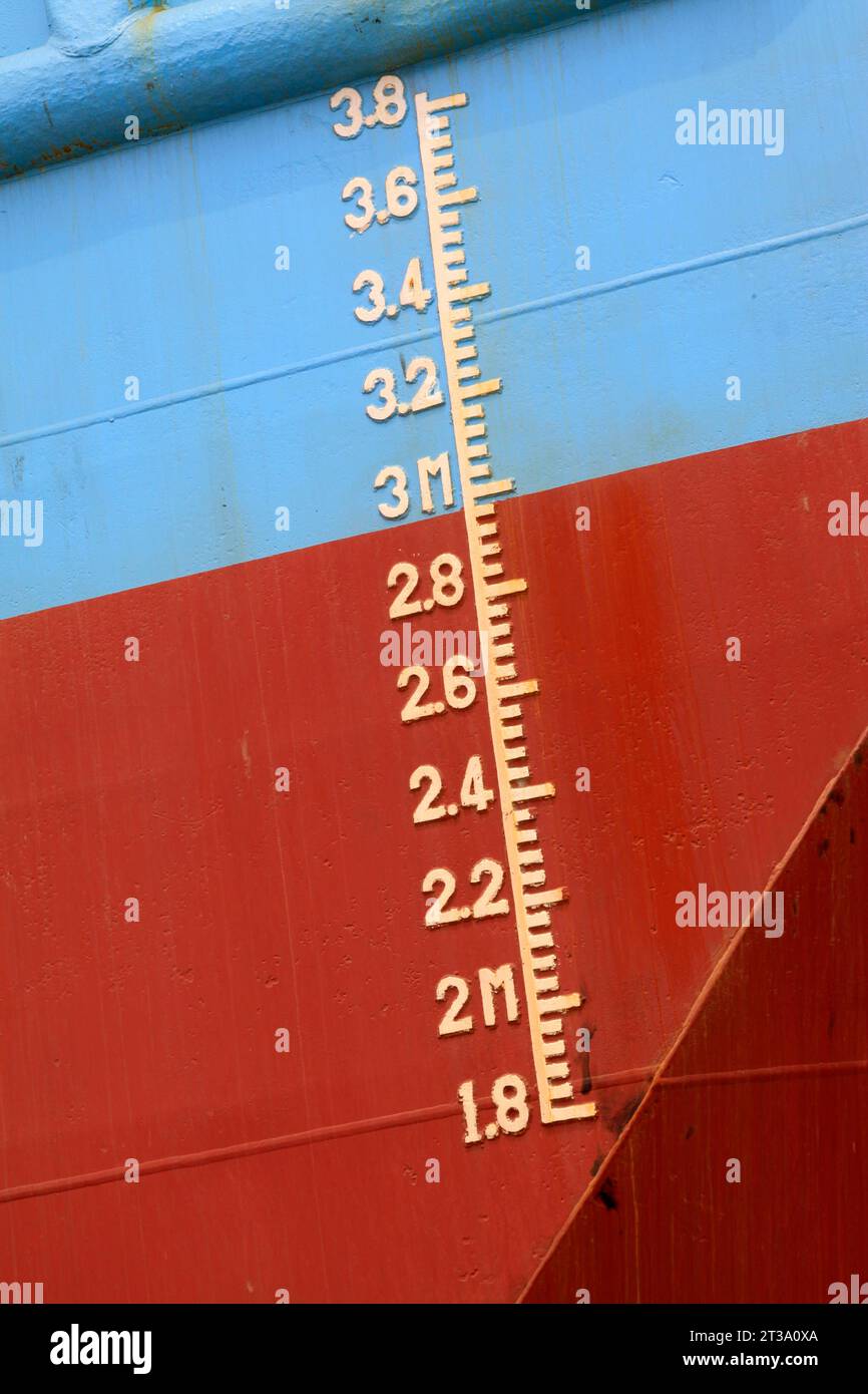 closeup of waterline marked on the ship Stock Photo - Alamy