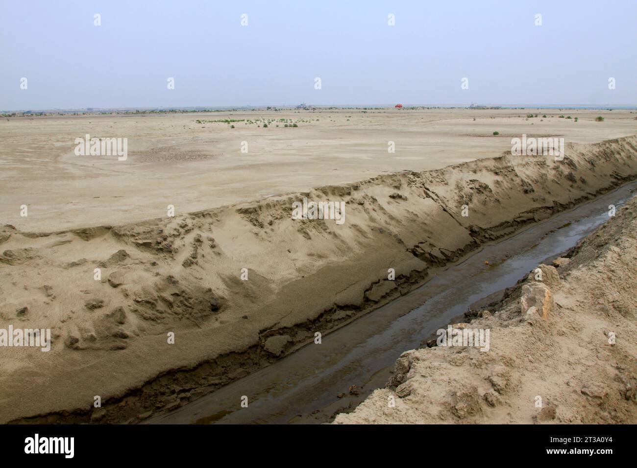 flat ground and ditches in the wild Stock Photo - Alamy