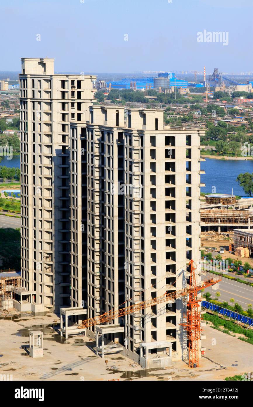 Unfinished buildings in a construction site, north china Stock Photo ...