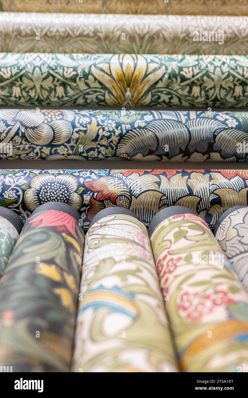 Rolls of wallpapers on display in a store Stock Photo - Alamy