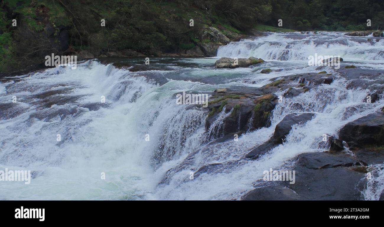 beautiful pykara waterfall or rapids, surrounded by lush green forest ...