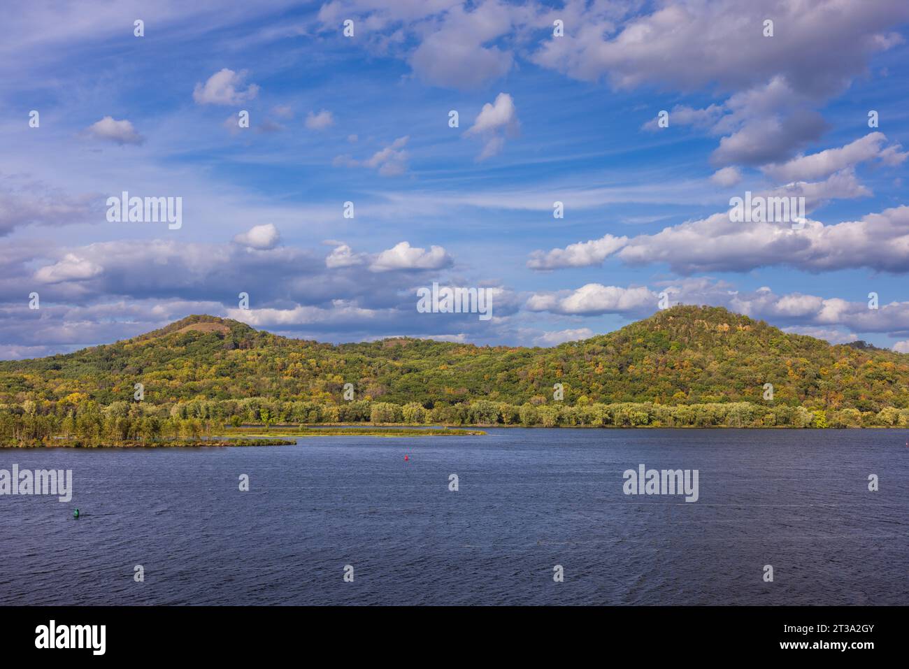 Mississippi River and Hills Scenic Autumn Landscape Stock Photo - Alamy