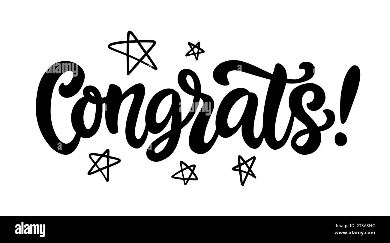 Congrats Hand drawn vector lettering typography Stock Vector Image ...
