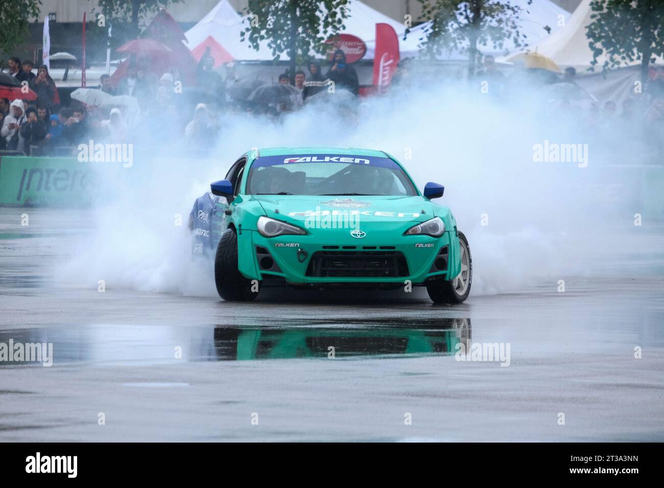 Car drift activity at Intercity Istanbul Park. Örge Pamukçu is drifting ...