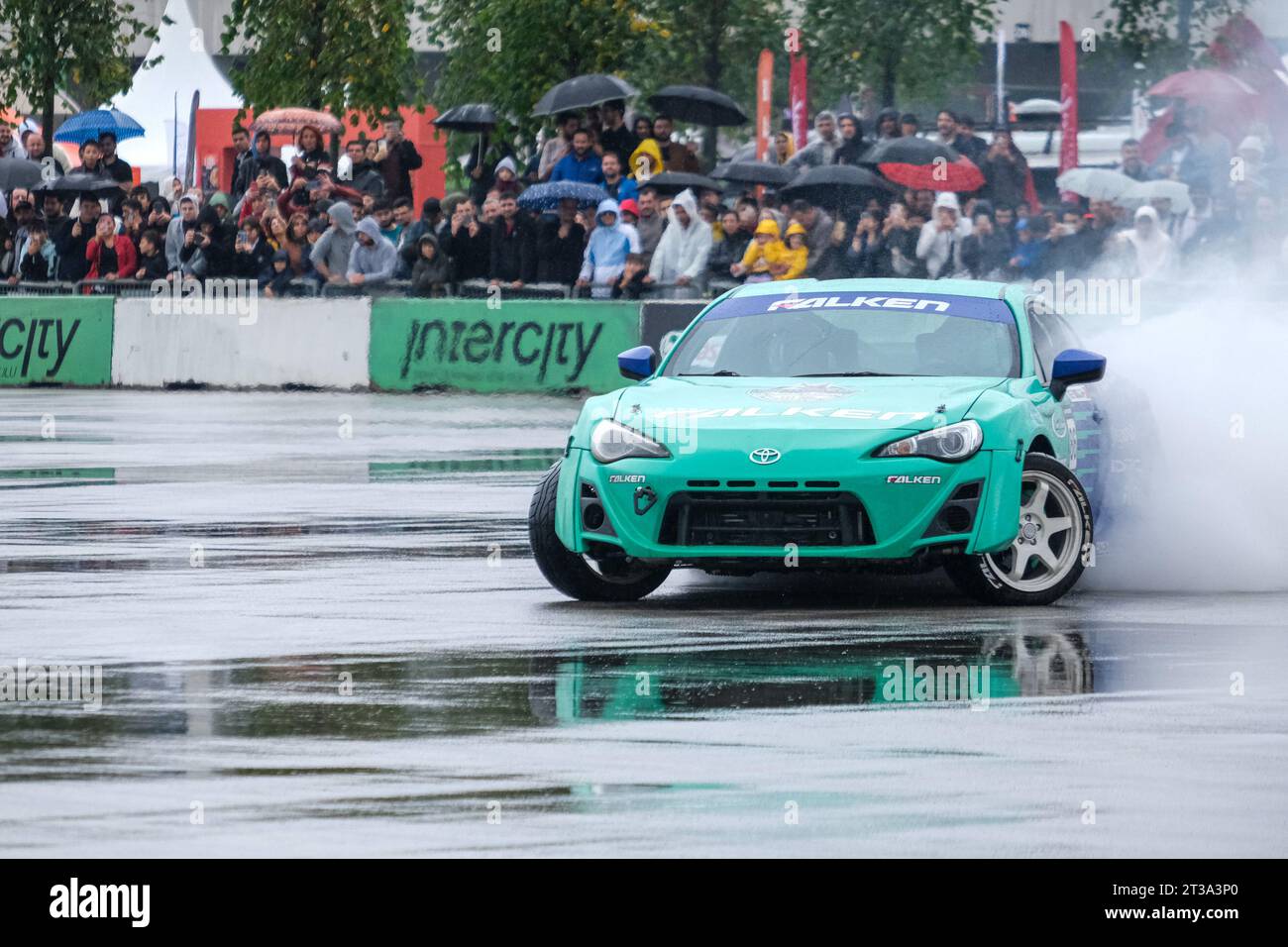 Car drift activity at Intercity Istanbul Park. Örge Pamukçu is drifting ...