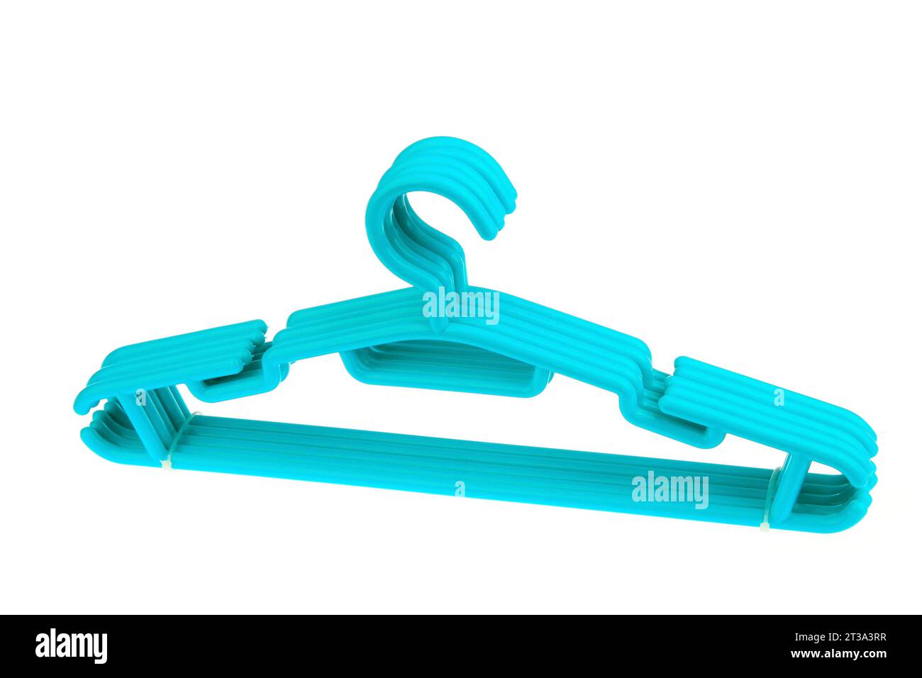 blue plastic hangers on a white background Stock Photo - Alamy