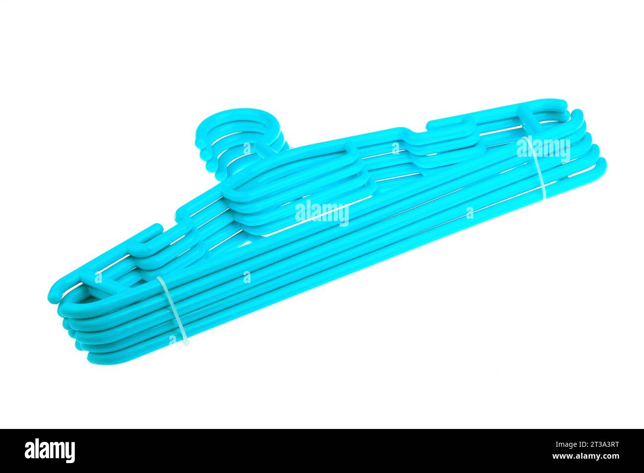 blue plastic hangers on a white background Stock Photo - Alamy