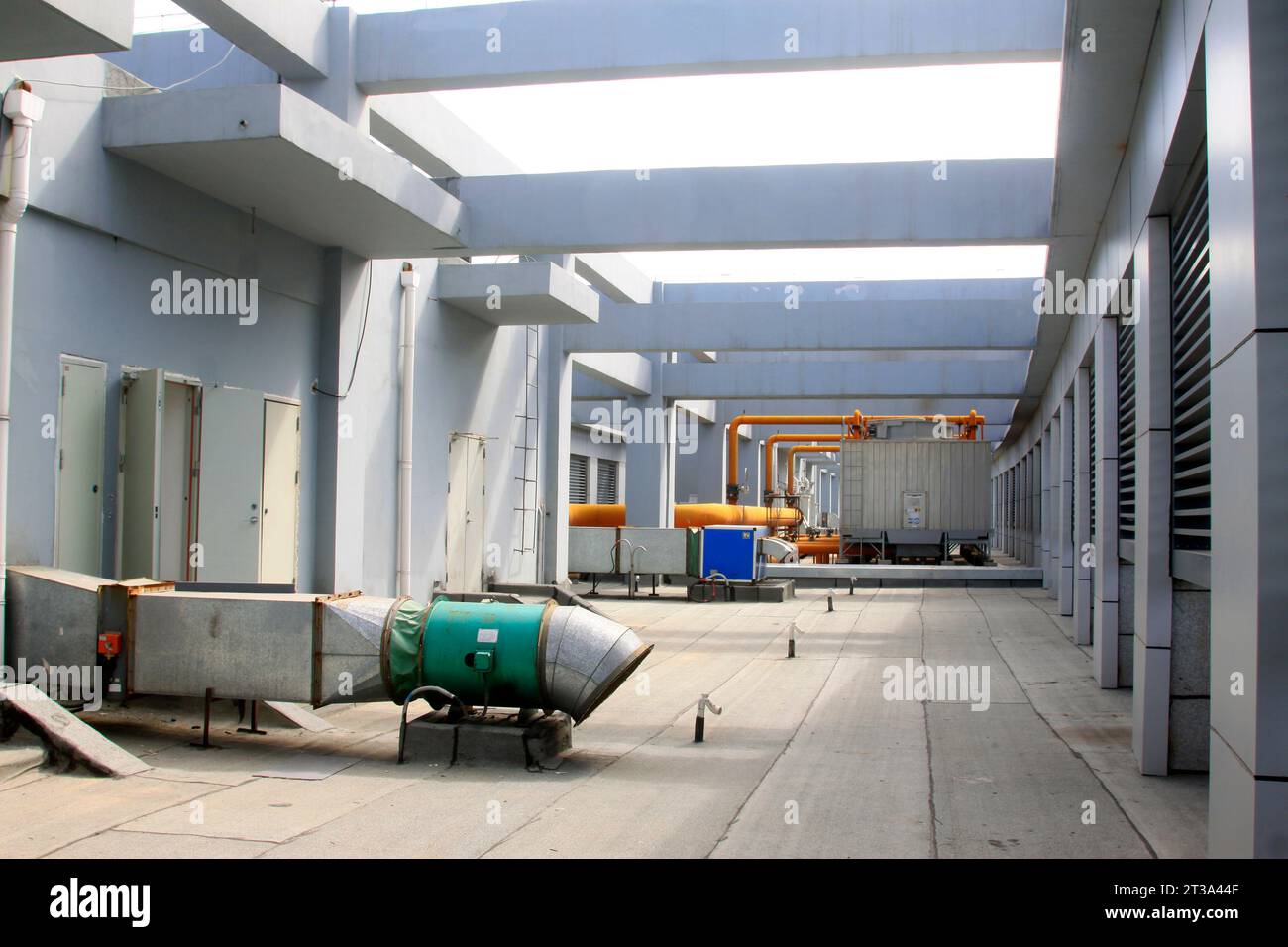 Metal pipe vent in an old factory Stock Photo - Alamy