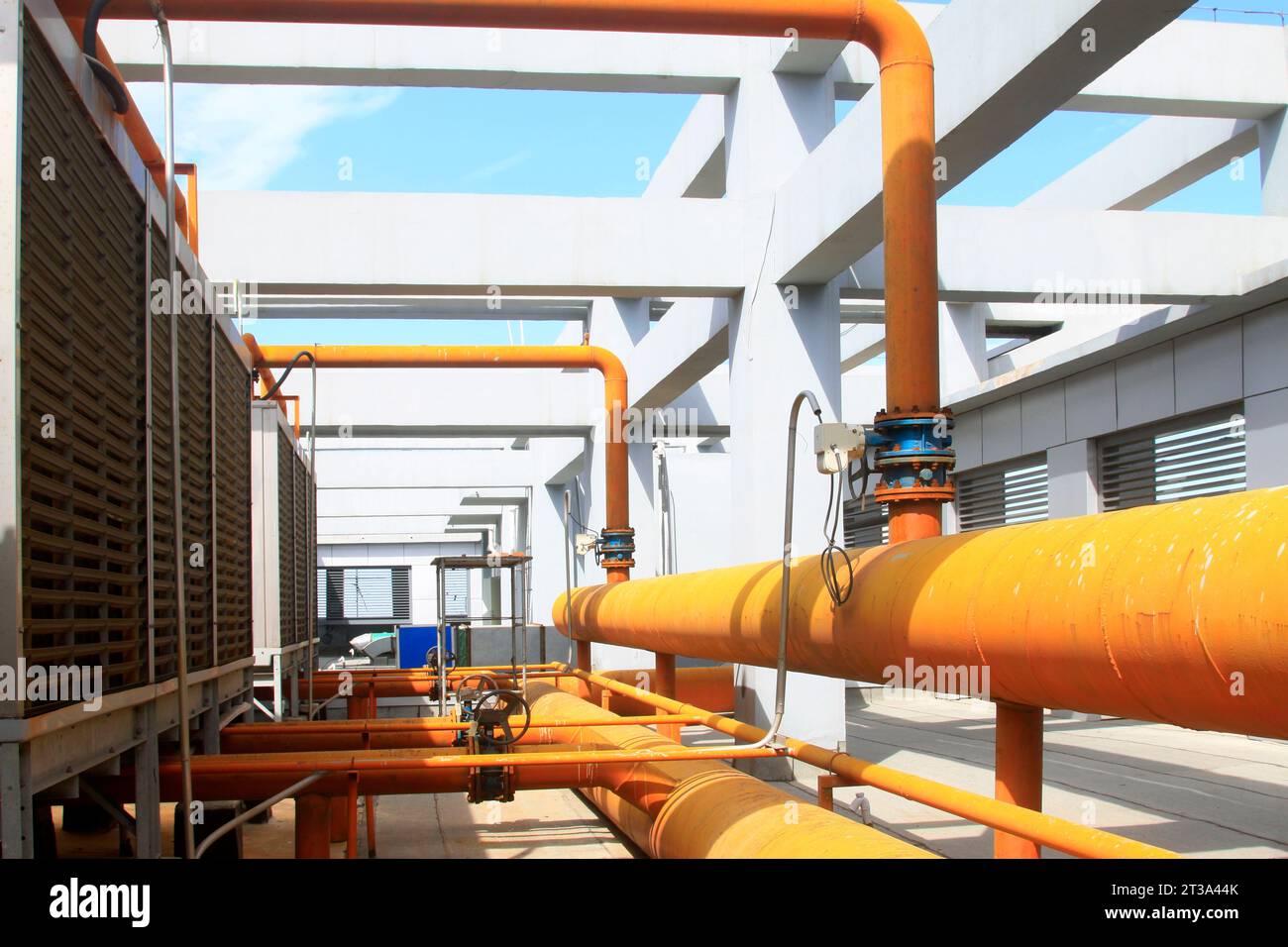 Metal pipe vent in an old factory Stock Photo - Alamy
