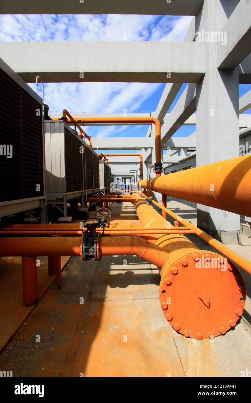 Metal pipe vent in an old factory Stock Photo - Alamy