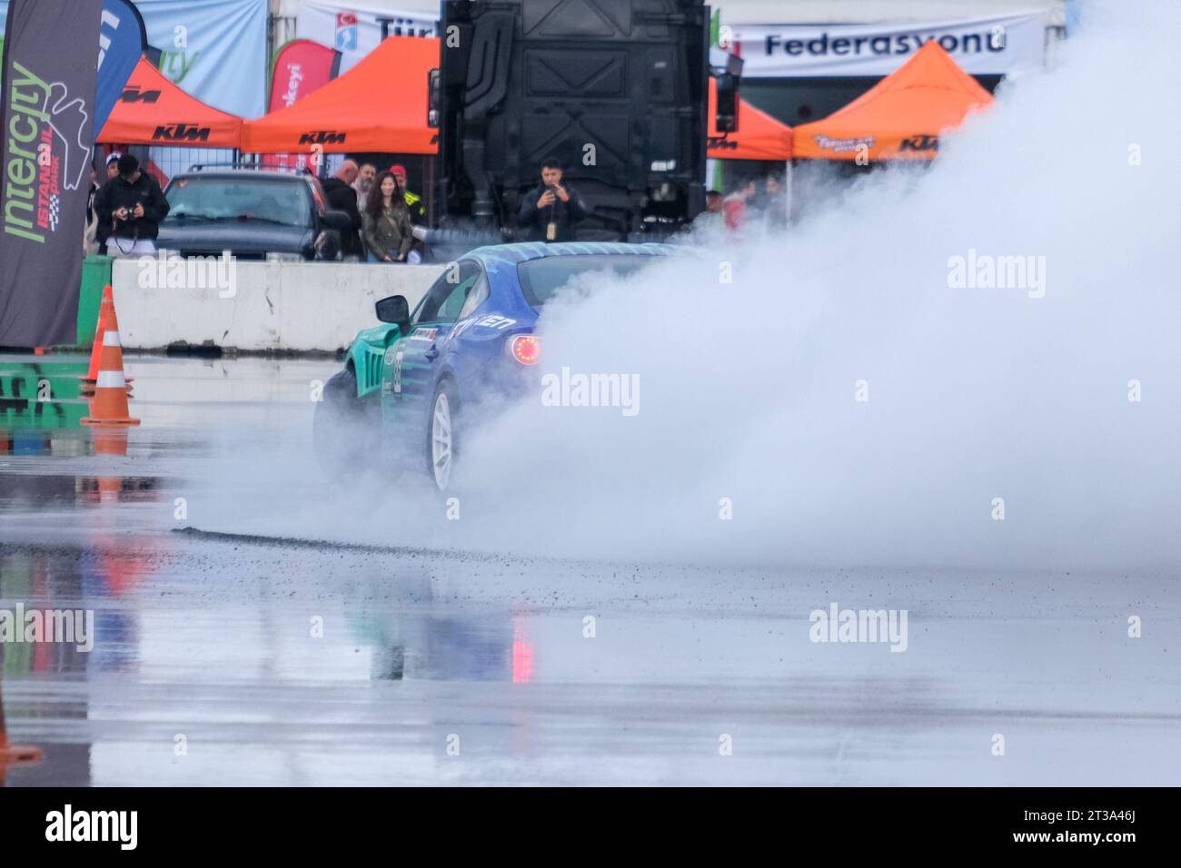 Car drift activity at Intercity Istanbul Park. Abbas Çimen is drifting ...