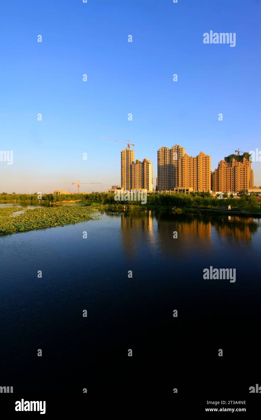 LUANNAN COUNTY - AUGUST 30: The Unfinished high-rise buildings in the ...