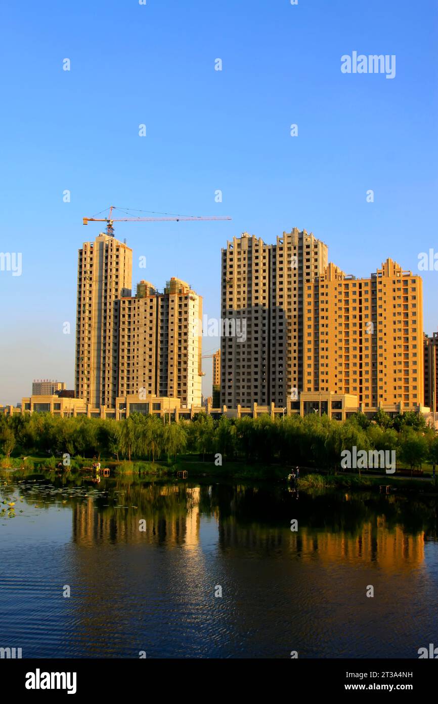 LUANNAN COUNTY - AUGUST 30: The Unfinished high-rise buildings in the ...