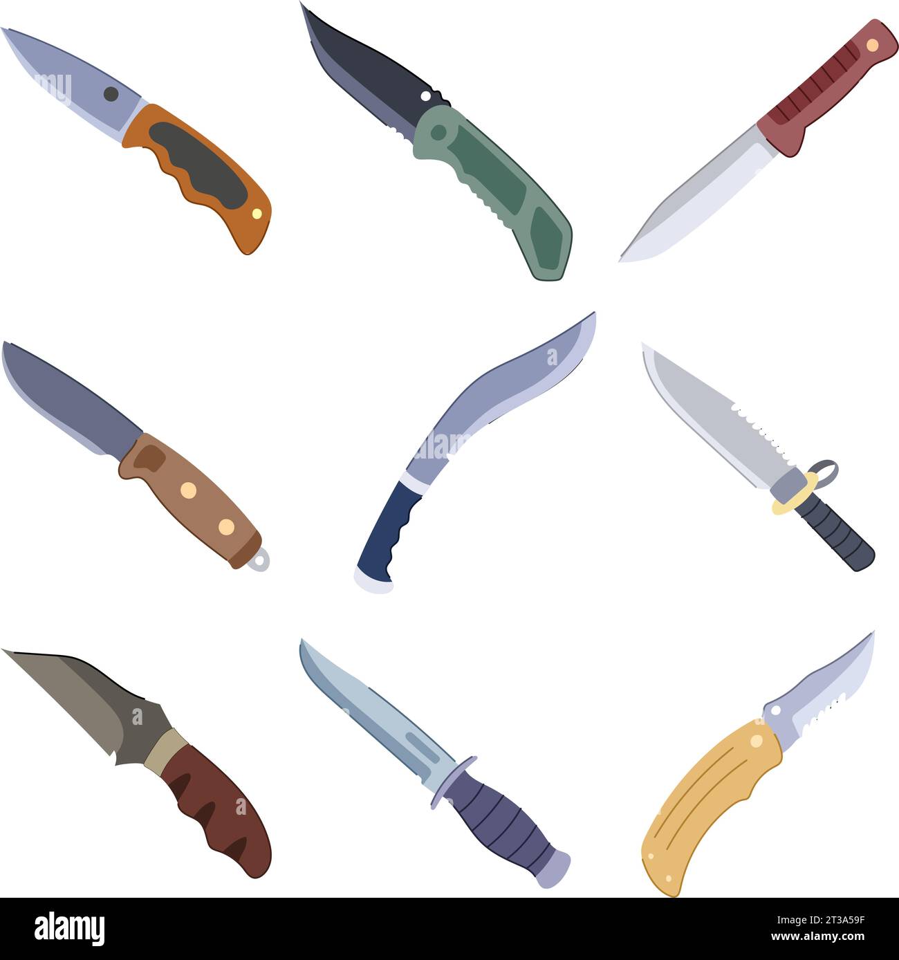 military knife set cartoon vector illustration Stock Vector Image & Art ...