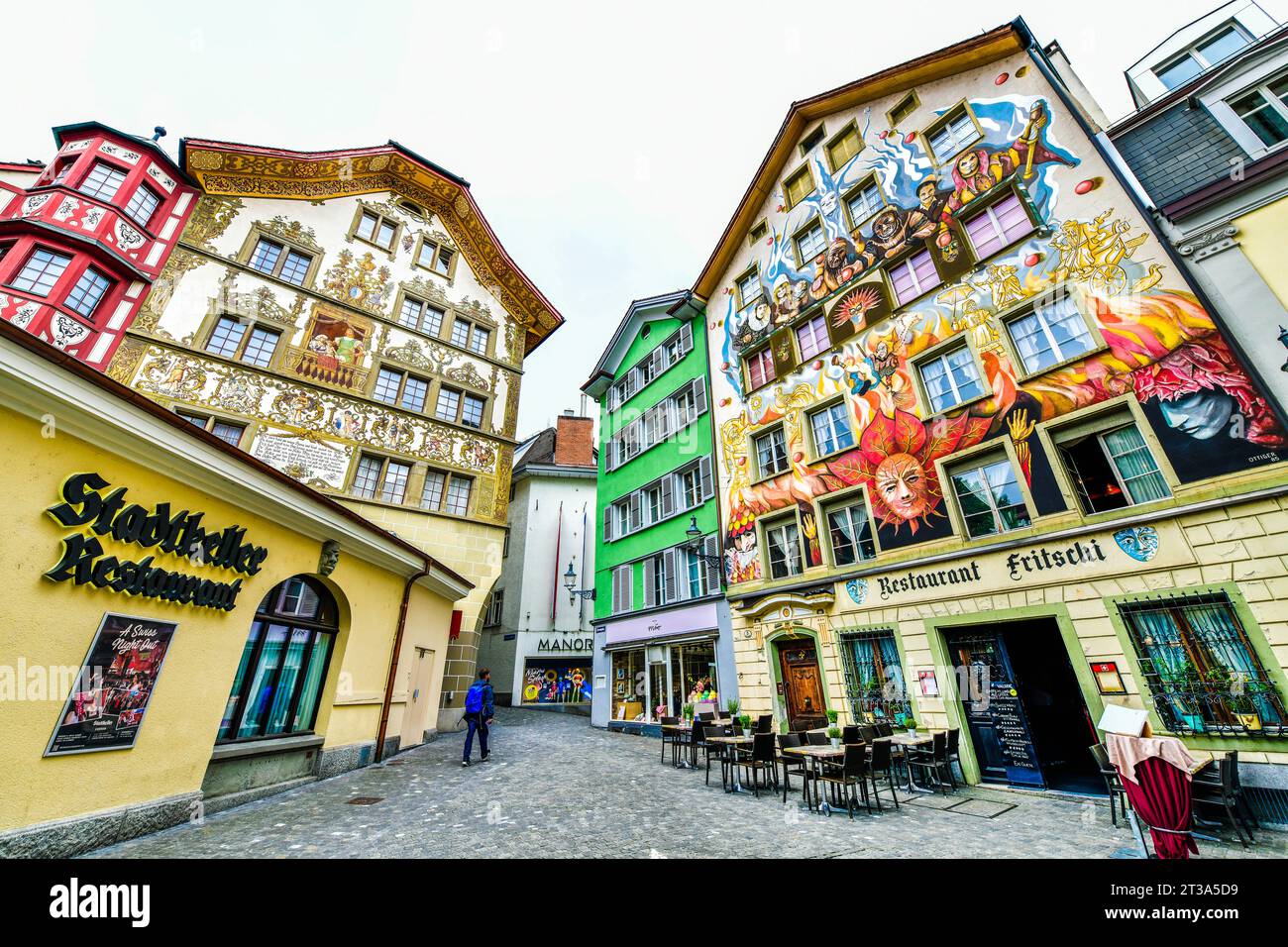 Lucern- May 17 ,2023 : Colorful Historical buildings with frescos at ...