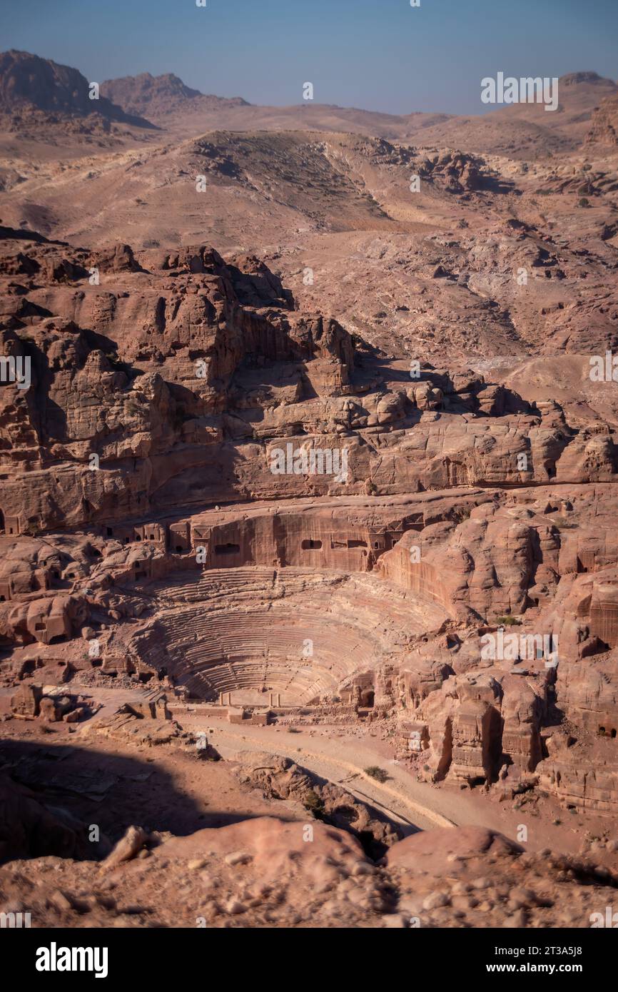 Panoramic view Theater of Petra in the historic and archaeological city ...