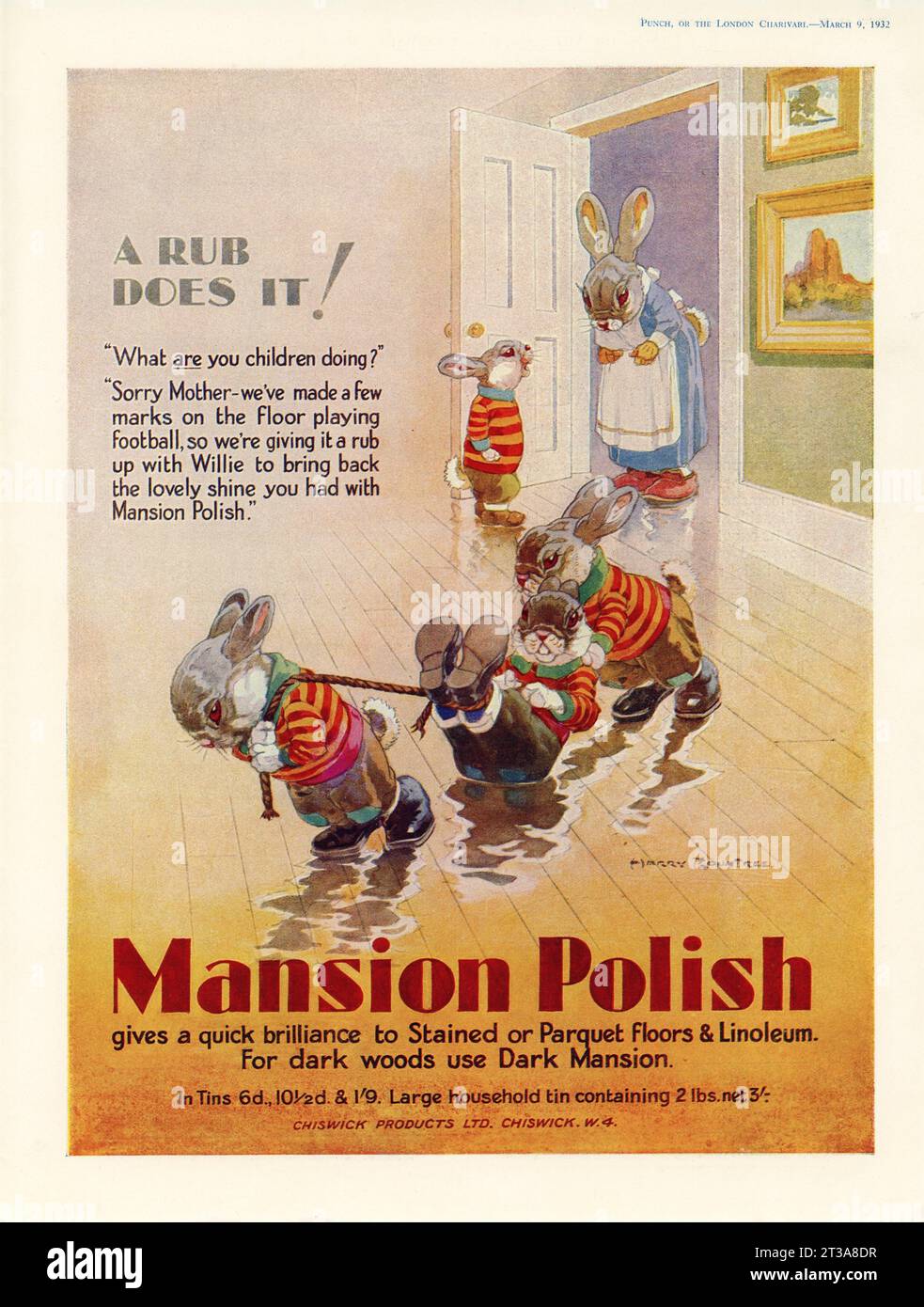 MANSION POLISH 1932 British Magazine Advertisement with Artwork by ...