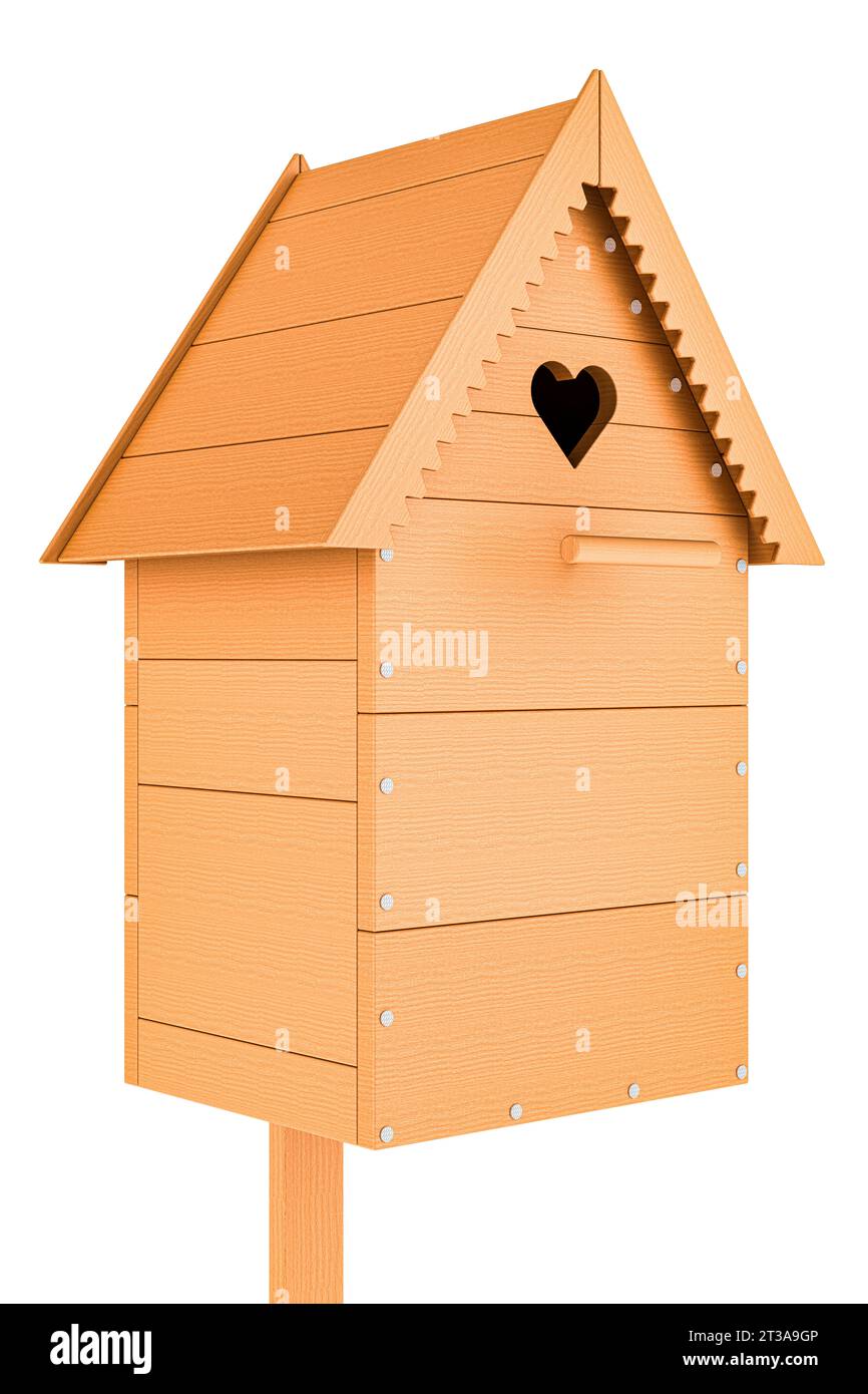 Bird Nesting Box. Nest box birdhouse, 3D rendering isolated on white ...