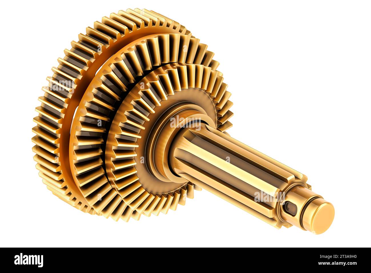 Golden cogwheel, 3D rendering isolated on white background Stock Photo - Alamy