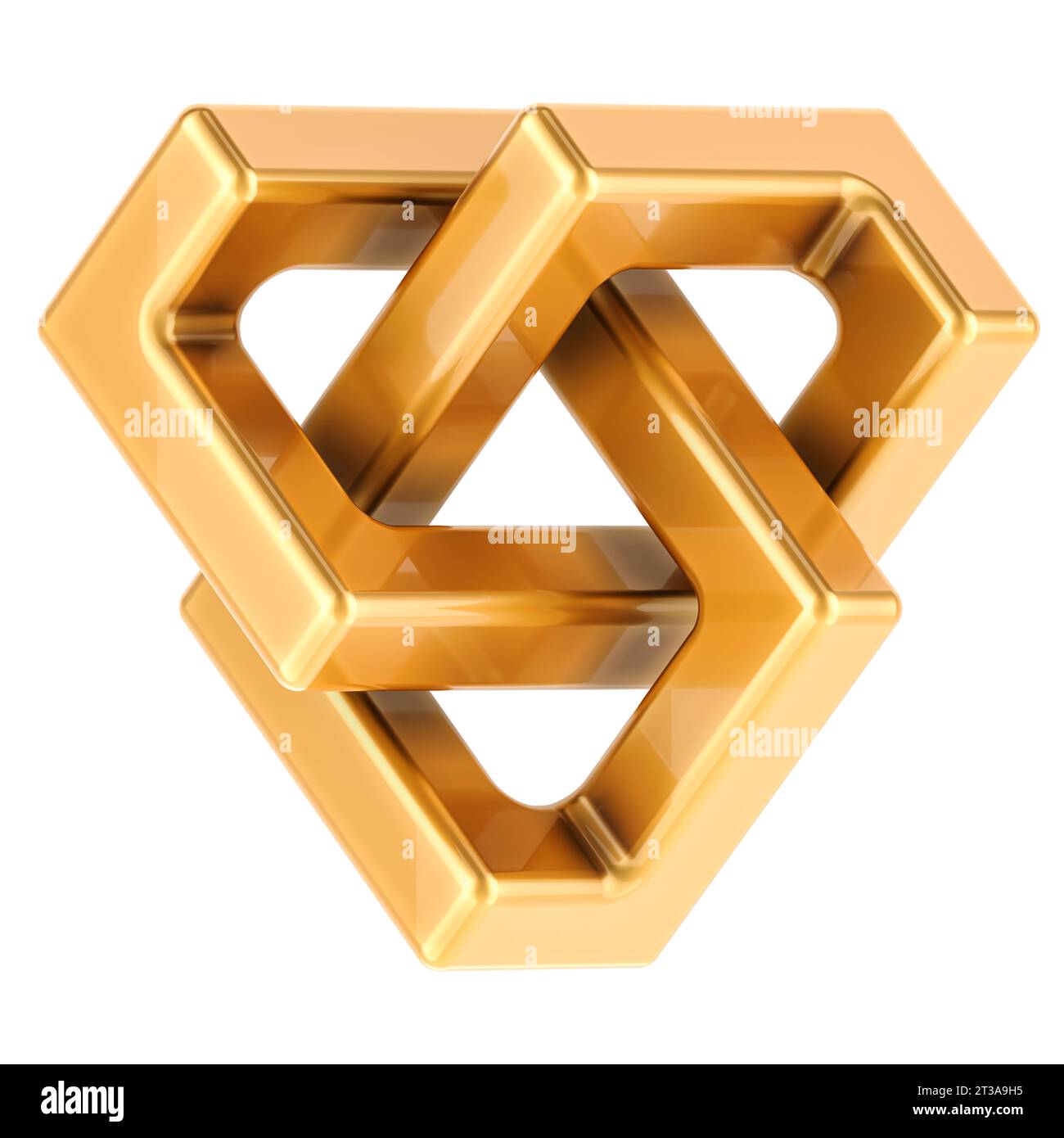 Impossible optical illusion, golden. 3D rendering isolated on white ...
