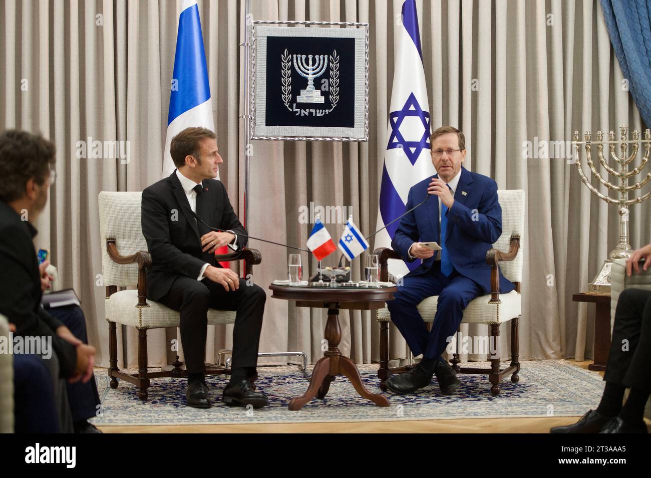 Jerusalem, Israel. 24th Oct, 2023. French President Emmanuel Macron (L ...