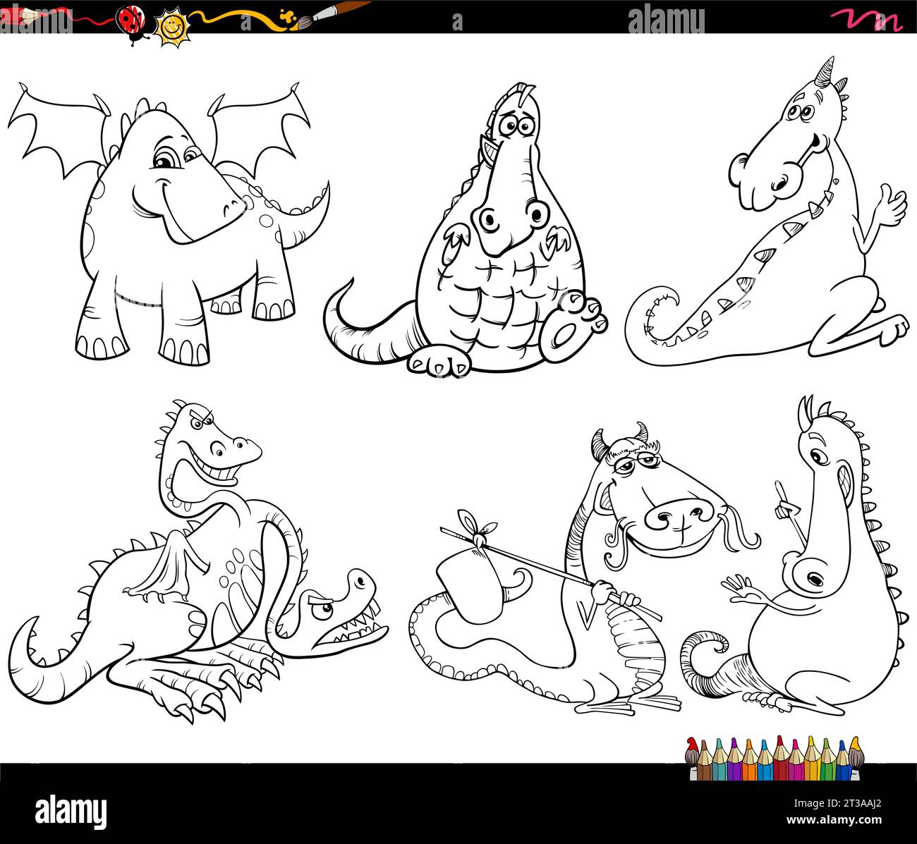 Dragon with wings coloring page hi-res stock photography and images - Alamy