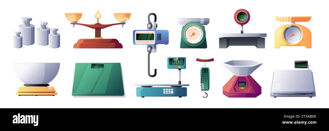 Store scales. Measuring instruments for grocery store, kitchen and ...