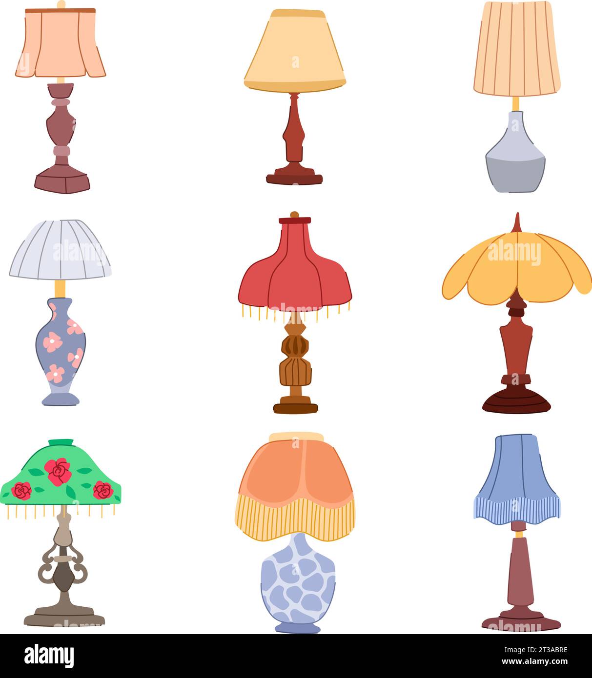 vintage table lamp set cartoon vector illustration Stock Vector Image & Art - Alamy