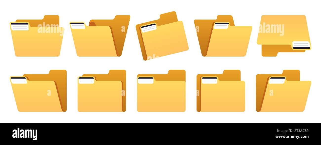 File folder set. Empty paper storage, organize document storage, blank paper directory symbol ...