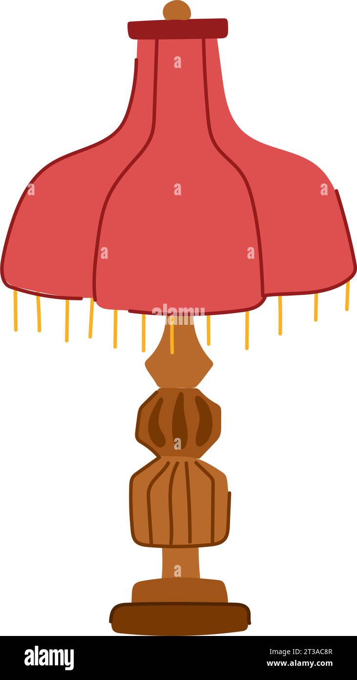 light vintage table lamp cartoon vector illustration Stock Vector Image ...