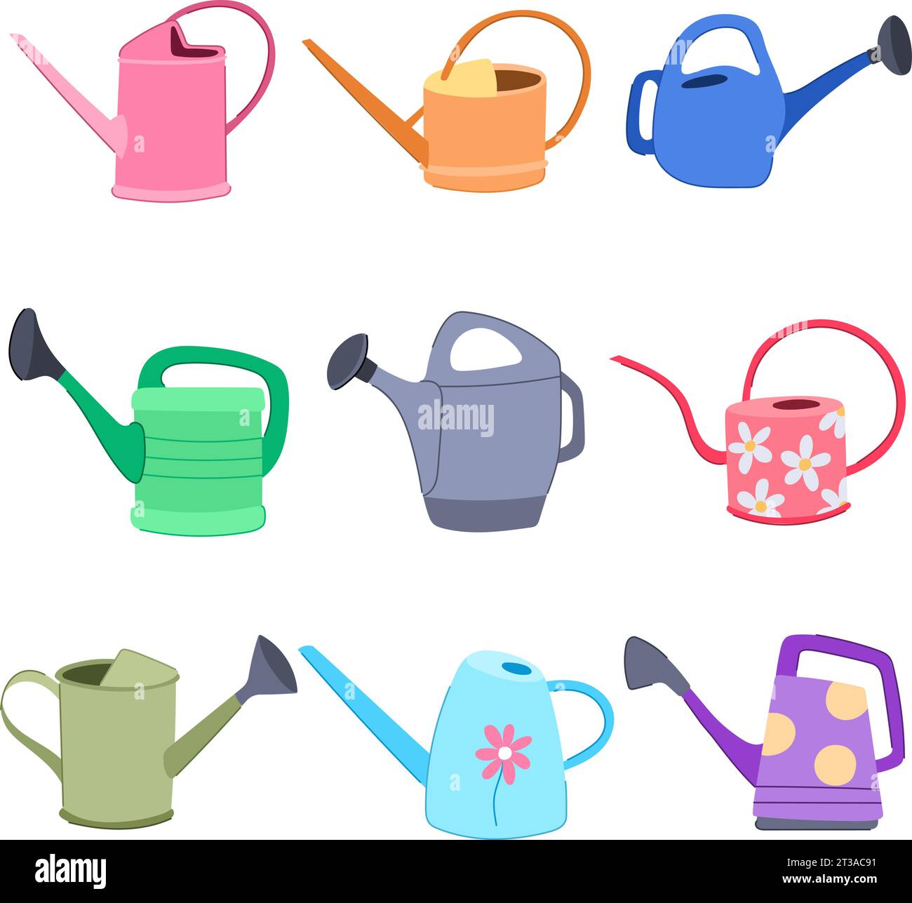watering can set cartoon vector illustration Stock Vector Image & Art ...