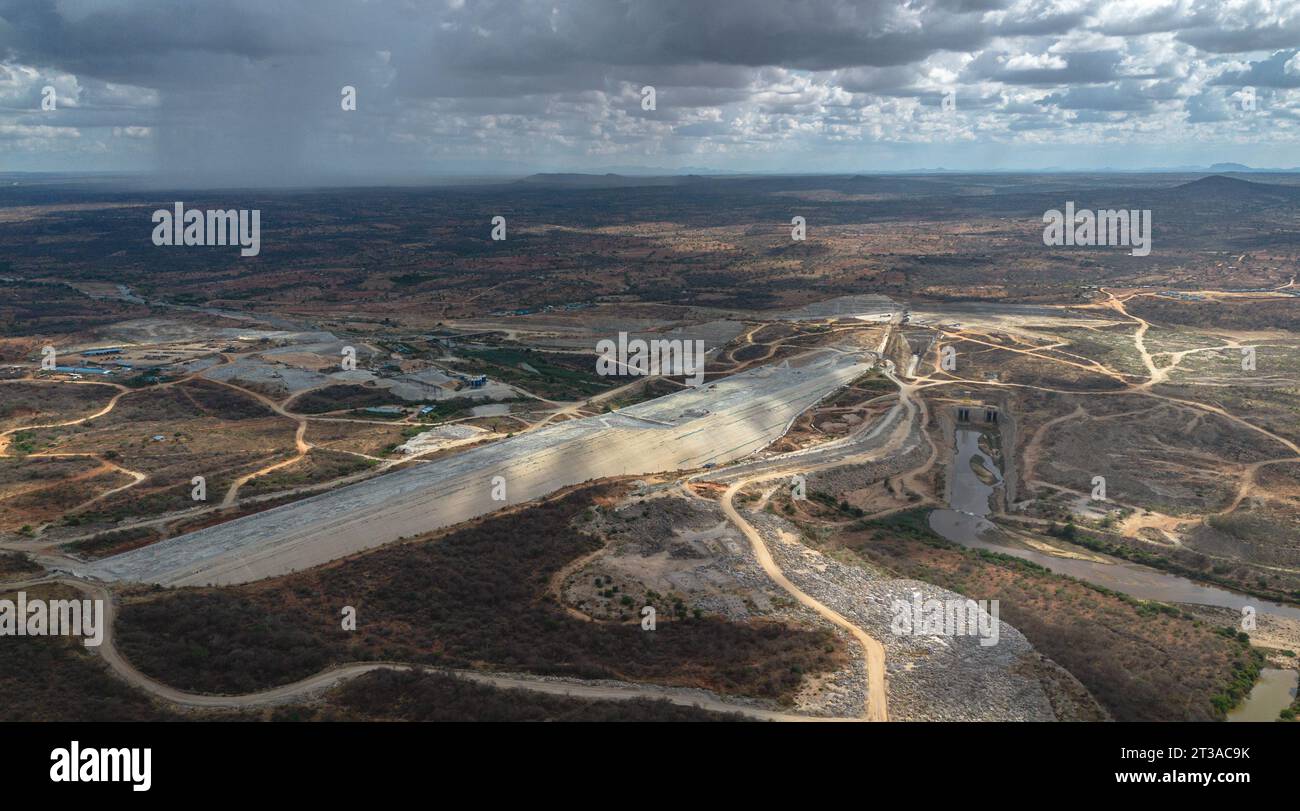 Nairobi. 16th Oct, 2023. This aerial photo taken on Oct. 16, 2023 shows ...