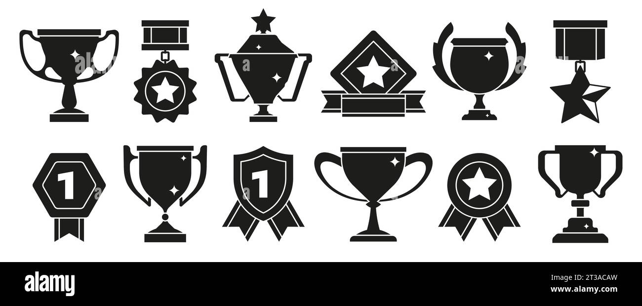 Silver and gold award icons. Winner and achievement medallion ...