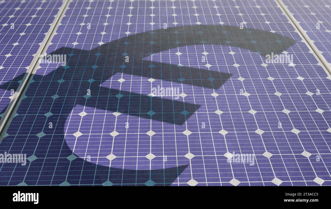 Euro symbol on solar panels Stock Photo - Alamy