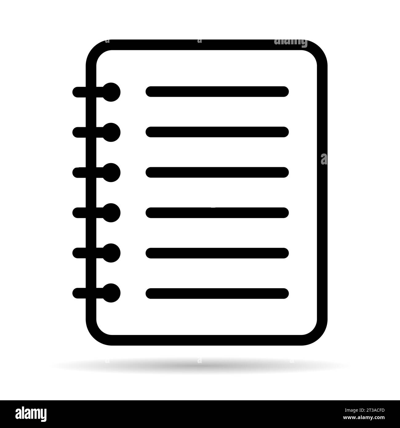 Spiral notebook shadow icon, paper blank page symbol, note web flat ...