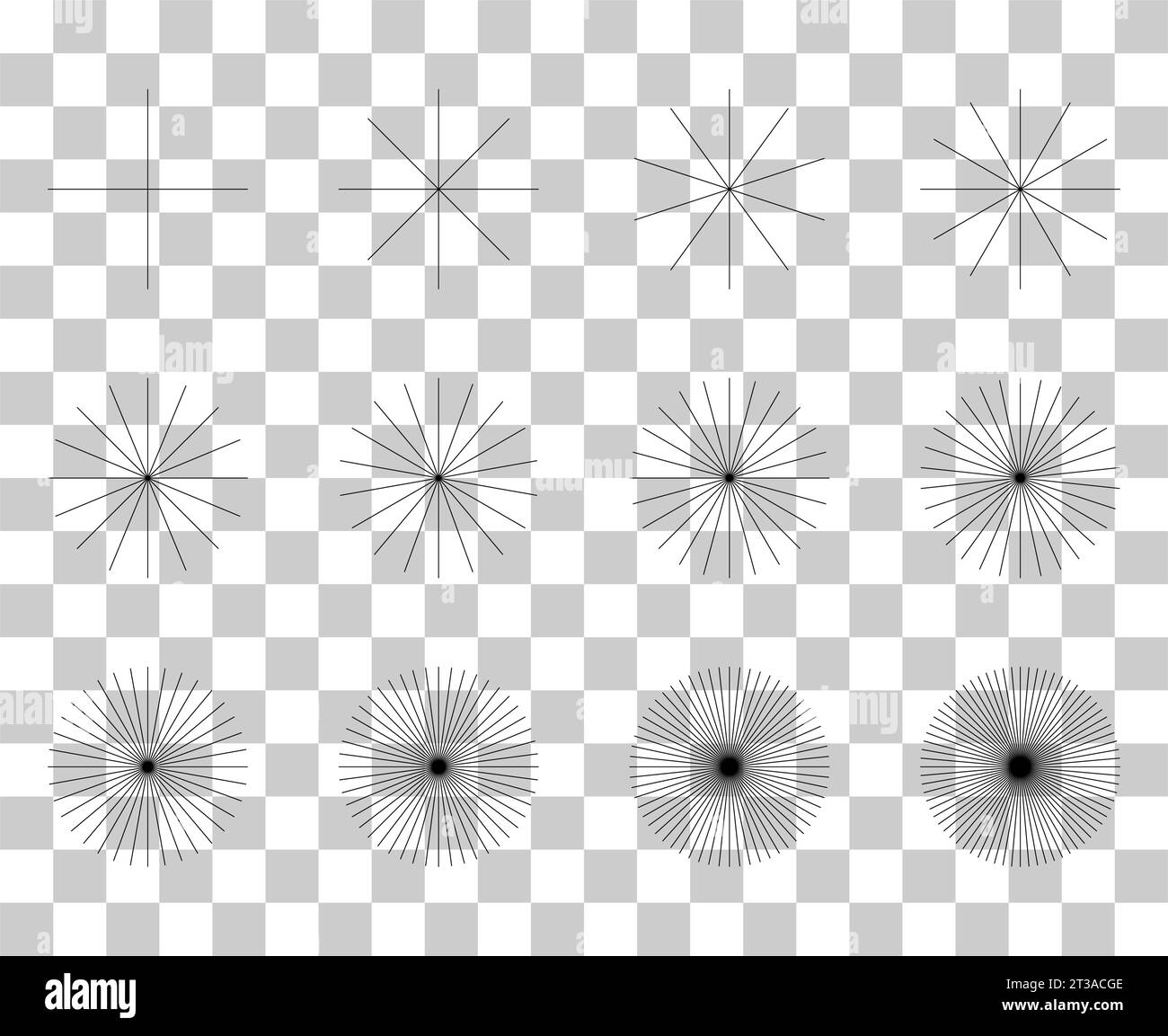 Set of converging radiating lines burst icon, geometric sunburst ...