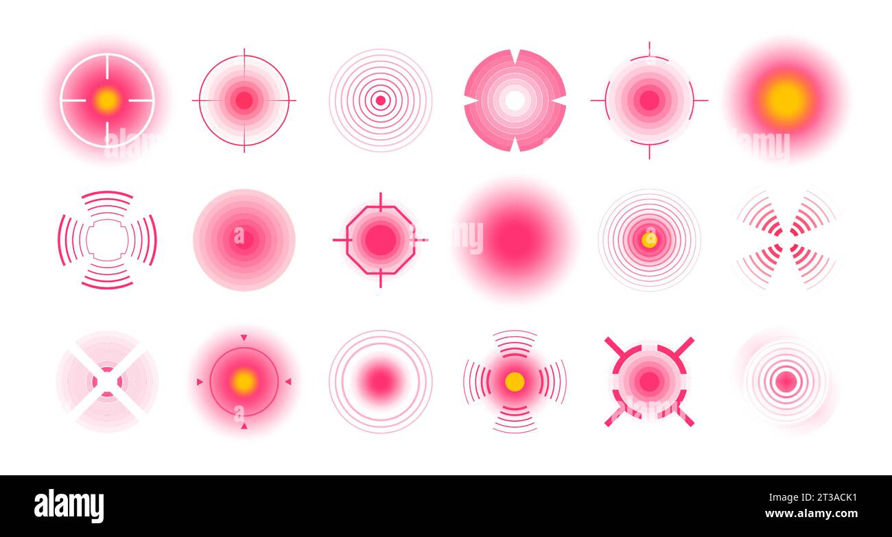 Red pain circle. Pulsatile bruise mark with throbbing center, chronic ...