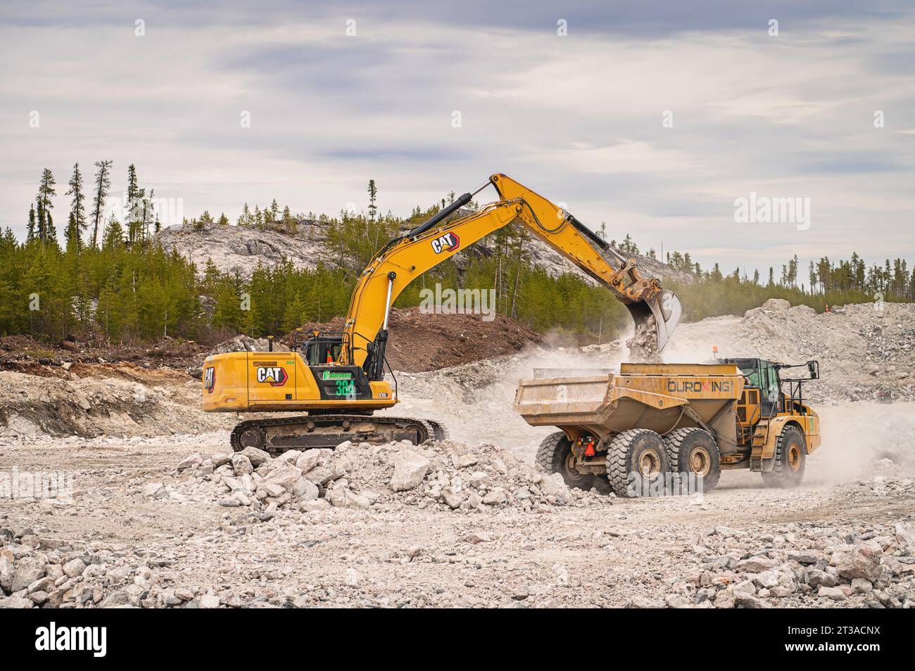 Eleonore mine, north of Quebec, Canada, 2023-05-18 : An excavator ...