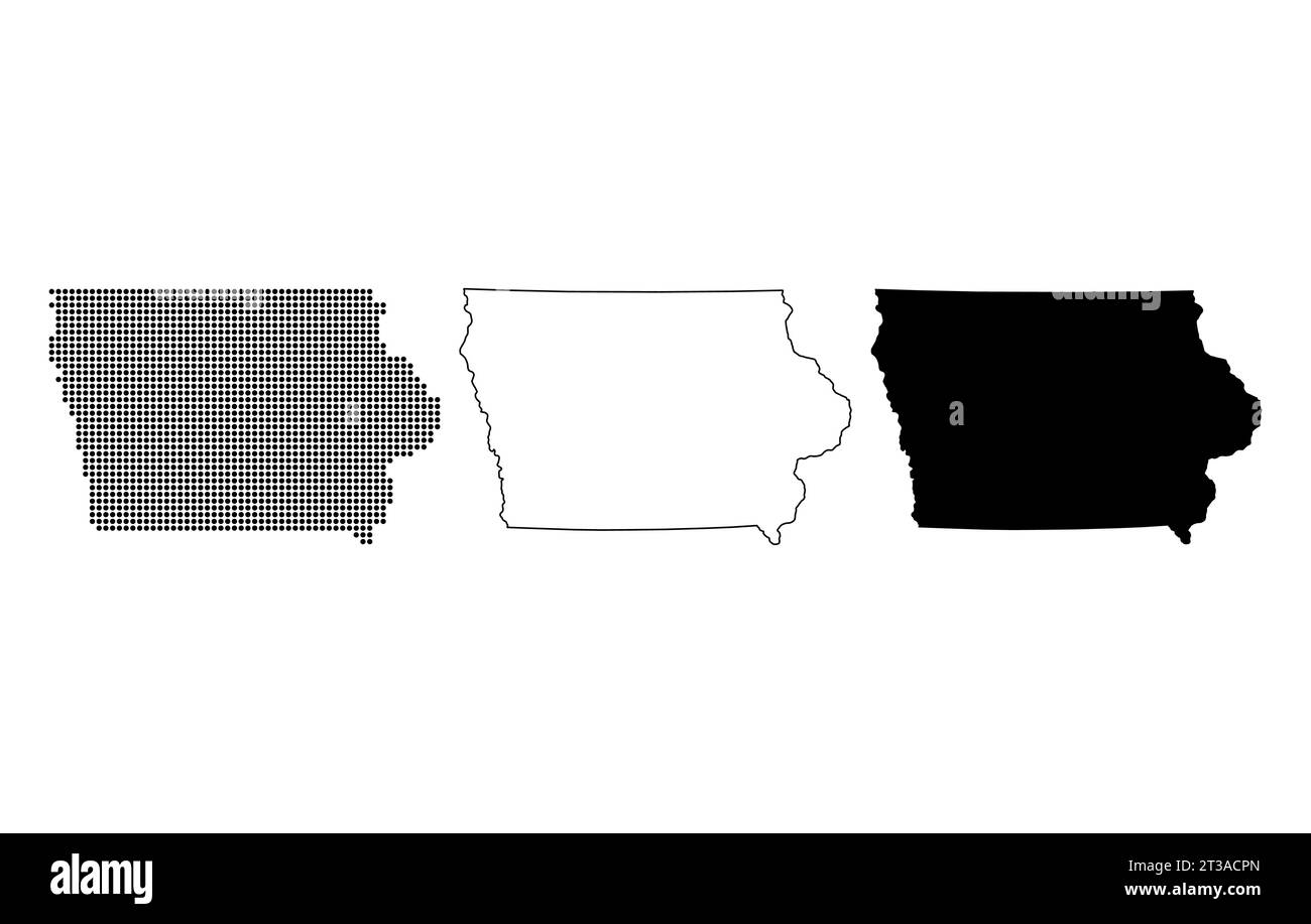 Set of Iowa map, united states of america. Flat concept icon vector ...