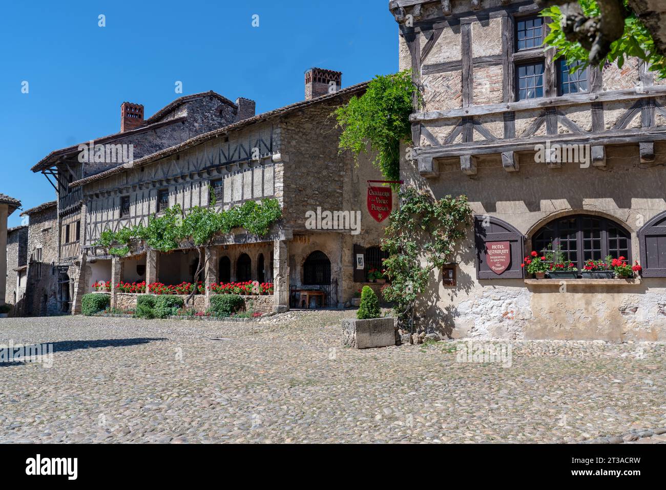 Medieval village of Perouges in the Auvergne where film recordings of ...