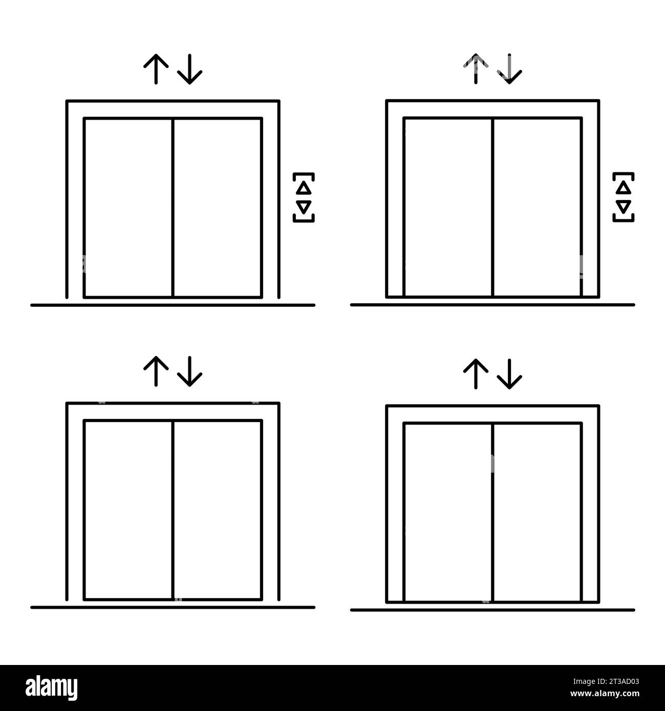 Set of Lift elevator icon, graphic design sign, building doorway symbol ...